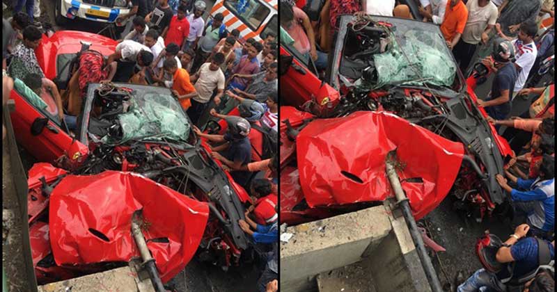 Smashed Ferrari On Kolkata Highway Shows Speed Thrills But Kills