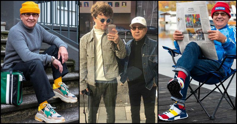 Guy Clicking Pictures Of His 73YO Fashionable Sneakerhead Grandpa ...