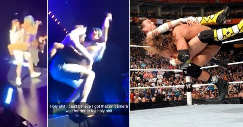 Lady Gaga Falls Off Stage Straddling A Fan People Are Calling It WWEs ...